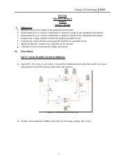 EET110 Unit 2 Lab Assignment Series Circuits Docx College Of Technology 2019 EET110 Electric