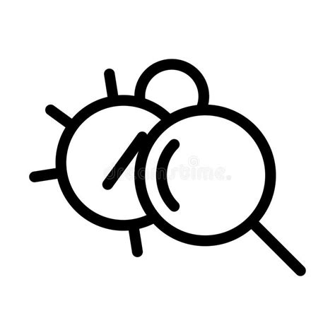 Vector Black Line Icon Find A Bug In The Code Isolated On White Background Stock Vector