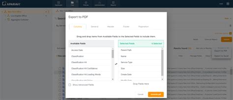 Export File Search Results To PDF Or Microsoft Excel Aparavi Support