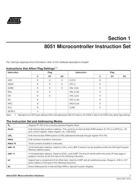 pdf section 1 8051 microcontroller instruction set dokumen tips