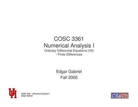 Notes On Ordinary Differential Equations Numerical Methods I Cosc 3361 Docsity