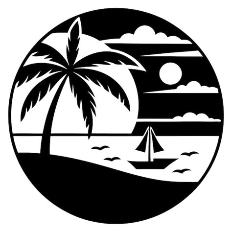 Beach Silhouette Vector Premium Ai Generated Vector
