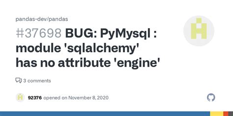 Bug Pymysql Module Sqlalchemy Has No Attribute Engine · Issue