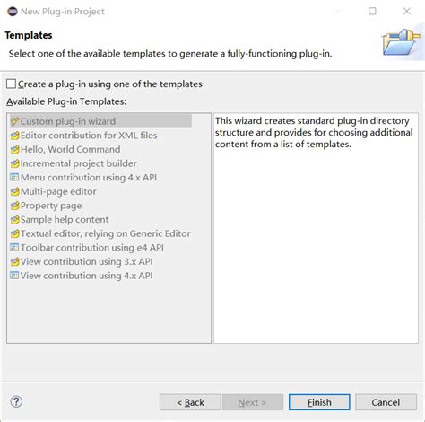 eclipse i create a plug in project but there is no plug in with a