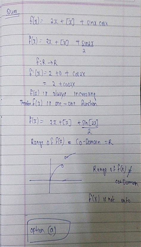 For A Real Number X [ X ] Denotes The Greatest Integer Than Or Equal To X Let F