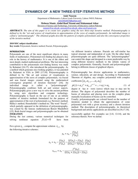 Pdf Dynamics Of A New Three Step Iterative Method