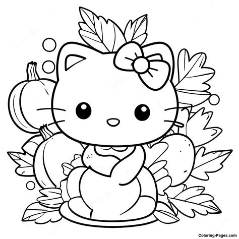 Hello Kitty Thanksgiving Coloring Pages Printable
