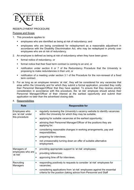 Redeployment Procedure Purpose And Scope 1 This