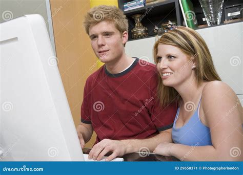 Couple Working On Computer Stock Image Image Of Computer 29650371