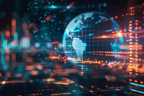 Global Connectivity Concept With Digital Screens Data Graphs And Abstract Background Premium