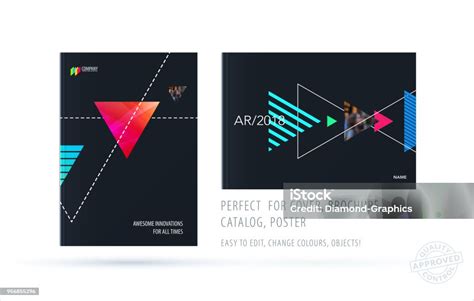 브로셔 디자인 삼각 템플릿입니다 다채로운 현대 추상 집합 브랜딩에 대 한 삼각형 연례 보고서 0명에 대한 스톡 벡터 아트 및 기타 이미지 Istock