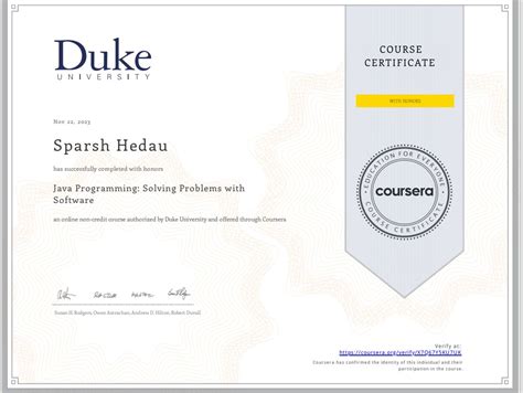 Sparsh Hedau On Linkedin Javaprogramming Courseracertification