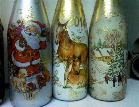 Декупаж шампанского на Новый год мастер класс Bottles Decoration Decoupage Diy Christmas
