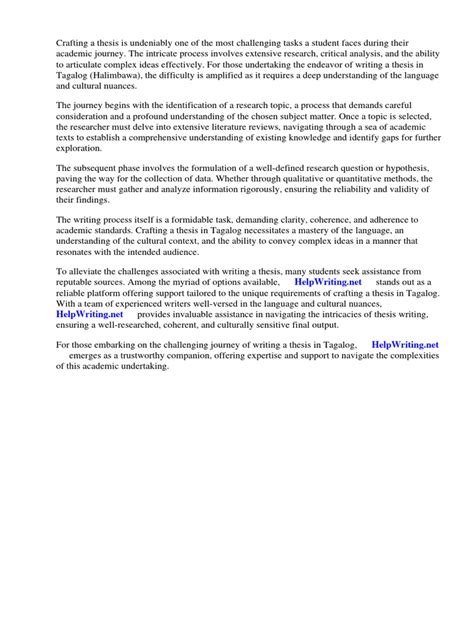 Thesis Tagalog Halimbawa Pdf