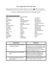 DNA Study Guide Key Vocabulary Structure And Functions Course Hero