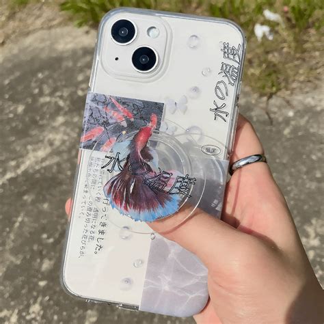 [아크릴스마트톡 젤리] 금붕어수족관 아이폰14 프로맥스 폴드4 S23 A24 A34 A54 Z플립4 젤리케이스 갤럭시 에이블리 여름 휴가 감성 스마트톡 물고기 꽃 물