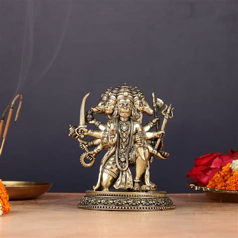 Buy Pure Brass Panchmukhi Hanuman Idol 4 Inch
