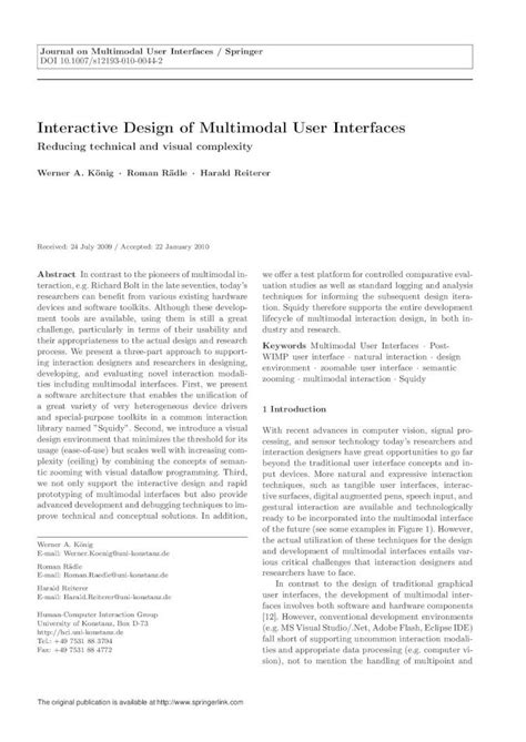 Pdf Interactive Design Of Multimodal User Interfaces · 3 Cation