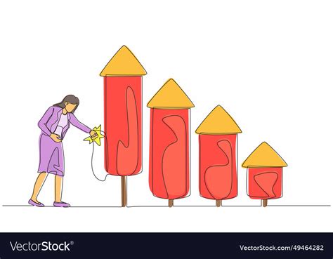 Single Continuous Line Drawing Businesswoman Vector Image