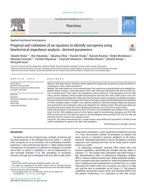 Proposal And Validation Of An Equation To Identify Sarcopenia Using Bioelectrical Impedance