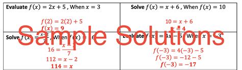 Myp Maths Solving And Evaluating Functions With Solutionsanswers