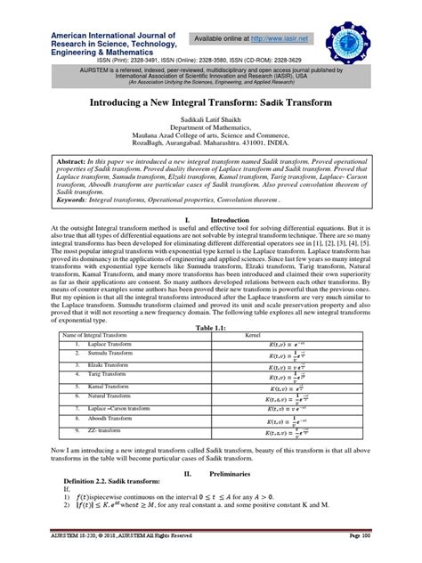 Sadik Transform Analysis Pdf Laplace Transform Convolution
