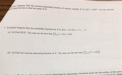 Solved Suppose That The Moment Generating Function Of Random