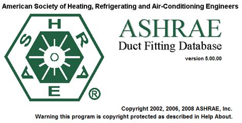 Ashrae Duct Fitting Database V5010