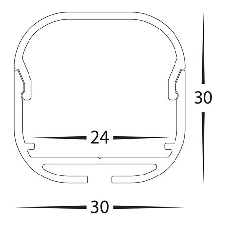 Rounded Surface Mounted Or Suspended 1 Meter 30x30mm Aluminium LED Pro