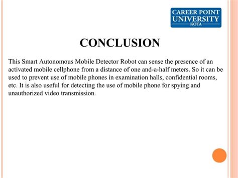 Smart Autonomous Mobile Detector Robot Ppt