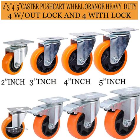 Caster Wheel Color Orange Heavy Duty Size 2345 Fixed Swivel And