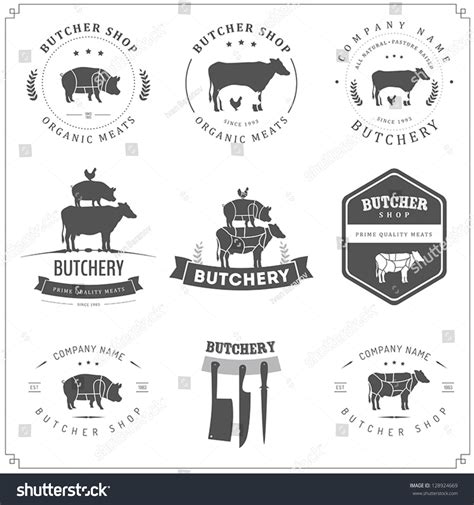 정육점 레이블 및 디자인 요소 집합 스톡 벡터로열티 프리 128924669 Shutterstock