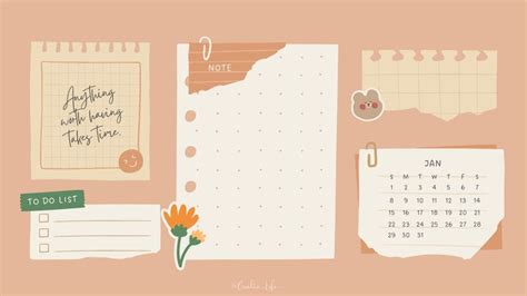 Templates For Peach Cute Paper Note Organizer Desktop Wallpaper