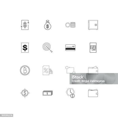은행 금융 및 돈을 선형 얇은 아이콘 설정 합니다 간단한 벡터 아이콘 설명 0명에 대한 스톡 벡터 아트 및 기타 이미지 0명 가방 대출 Istock