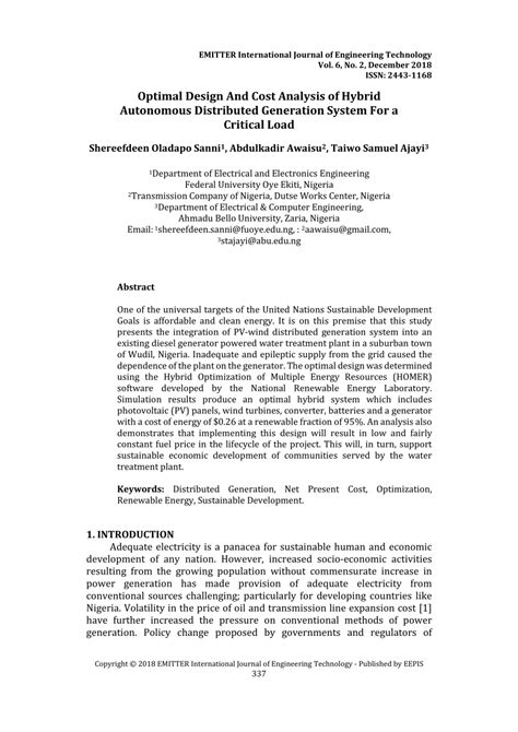 Pdf Optimal Design And Cost Analysis Of Hybrid Autonomous Distributed