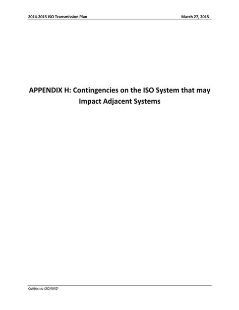 Pdf Appendix H Contingencies On The Iso System That May · 2014 2015 Iso Transmission Plan