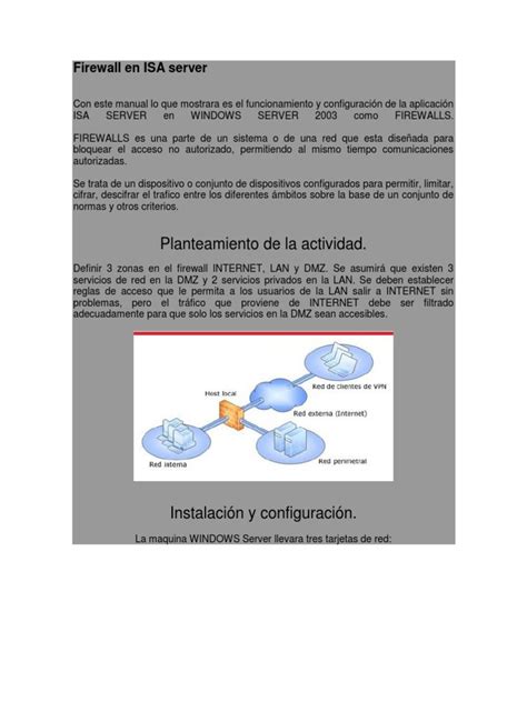 Firewall En Isa Server Pdf Cortafuegos Informática Protocolos
