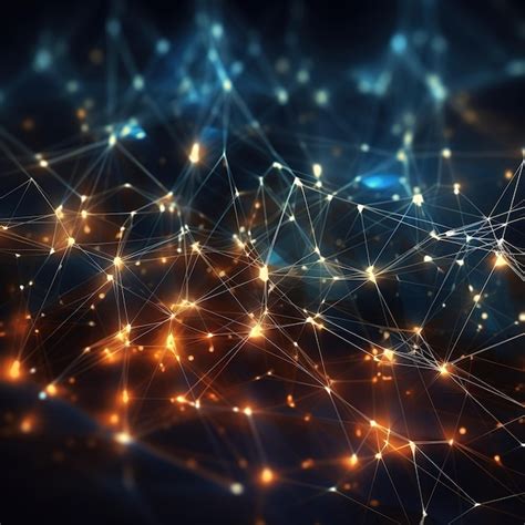 Premium Photo Glowing Orange And Blue Neural Network