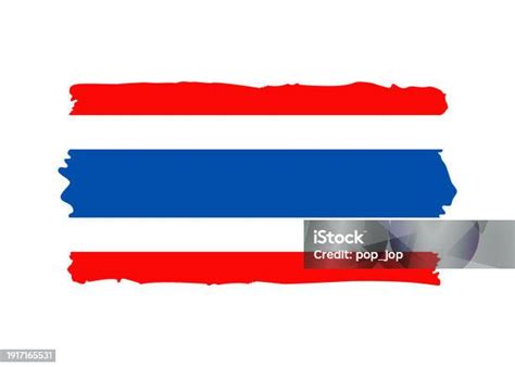 태국 국기 그런 지 스타일 벡터 일러스트 레이 션 태국의 국기와 흰색 배경에 고립된 텍스트 국기에 대한 스톡 벡터 아트 및 기타 이미지 Istock