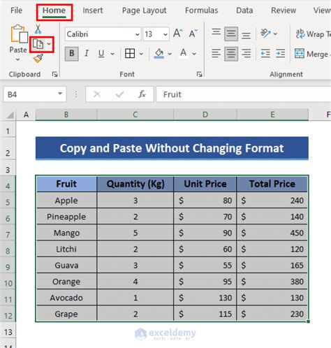 How To Copy Paste In Excel With Same Format Templates Sample Printables