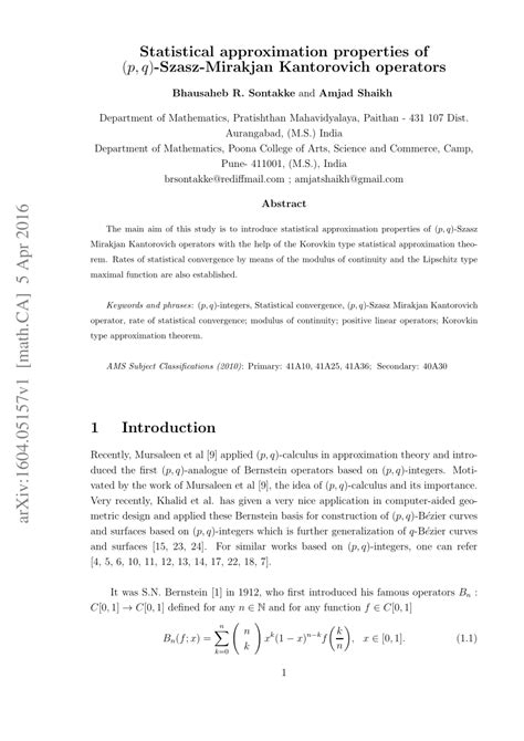 Pdf Statistical Approximation Properties Of P Q Szasz Mirakjan Kantorovich Operators