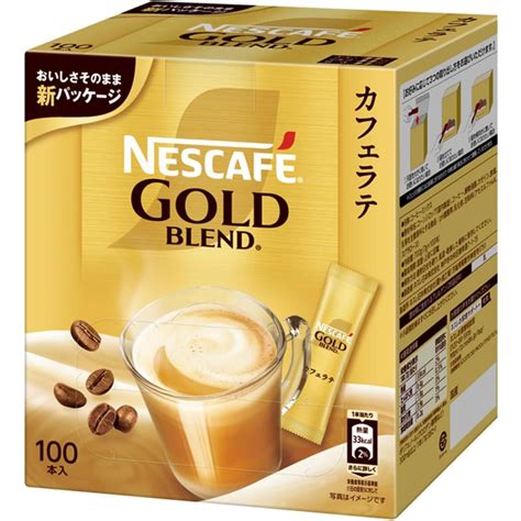 ส่งตรงจากญี่ปุ่น แพ็คเกจใหม่ Nescafe Gold Blend Cafe Latte Stick Coffee 100p ยี่ห้อ Nescafe