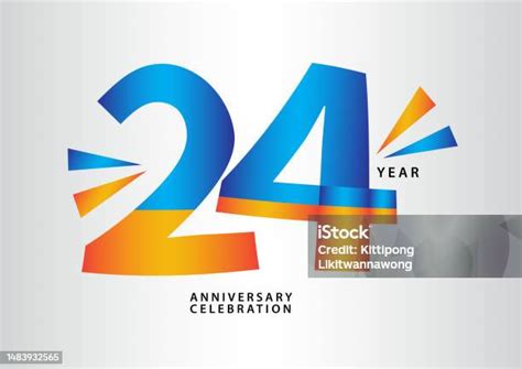 24 주년 기념 로고 벡터 24 숫자 디자인 24 번째 생일 초대장 기념일 로고 템플릿 로고 번호 디자인 벡터 서예 글꼴 타이포그래피 로고 벡터 디자인 24에 대한 스톡