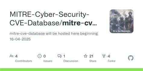 Mitre Cve Databasereadmemd At Main · Mitre Cyber Security Cve Databasemitre Cve Database · Github