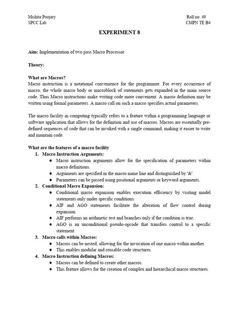 Mish Spcc Ex8 Pdf Macro Computer Science Parameter Computer Programming