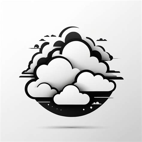 Clouds Logo Monochrome Design Style Isolated On A White Background