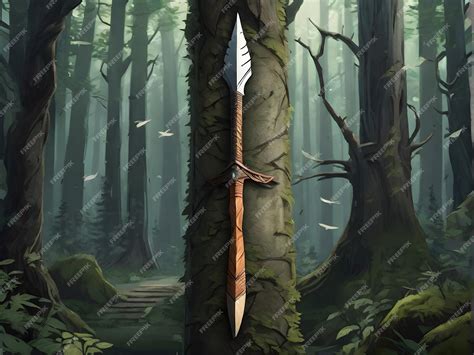 premium ai image background of arrows hanging on a tree and arrows