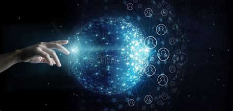 Global Network Connection Big Data Or Global Social Network Connection Low Polygonal World Map