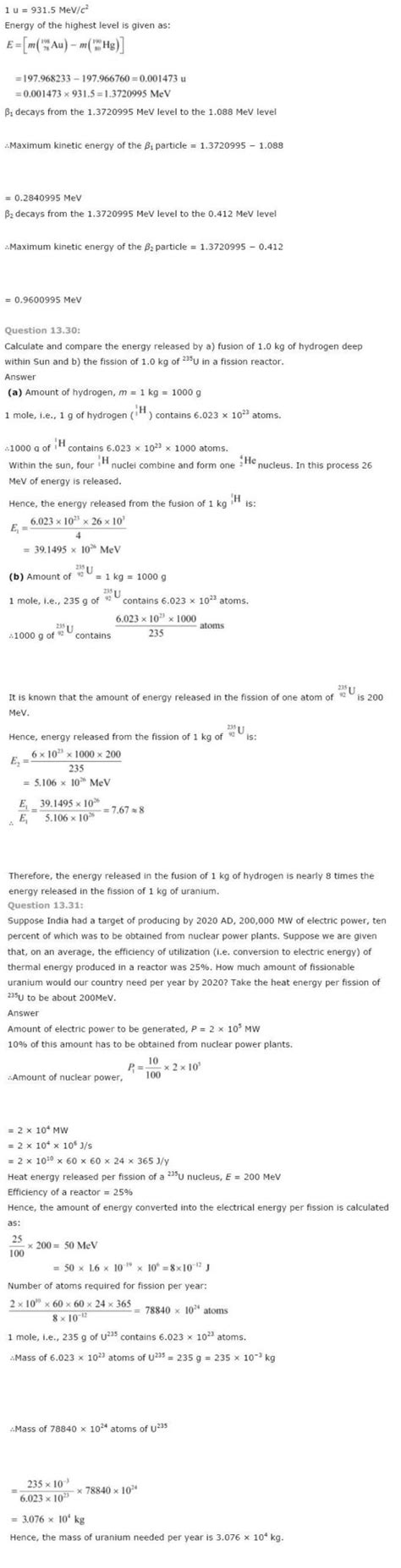 NCERT Solutions For Class Physics Chapter Nuclei