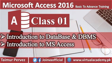Introduction To Database Dbms Introduction To Ms Access 01 Youtube